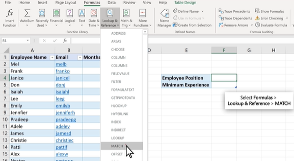 How to use MATCH Function in Excel with Examples